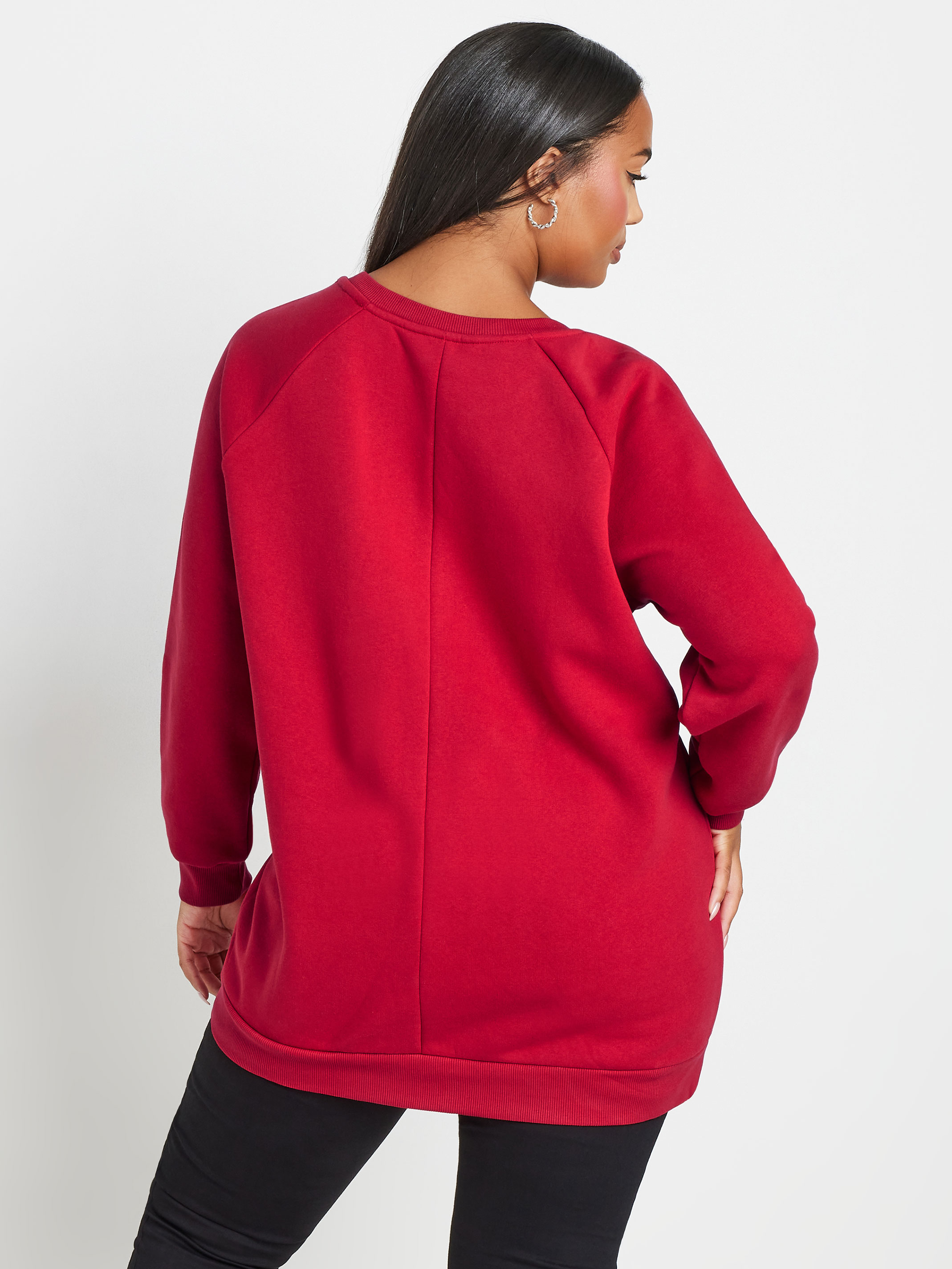 YOURS Curve Red Eyelet Detail Sweatshirt | Yours Clothing
