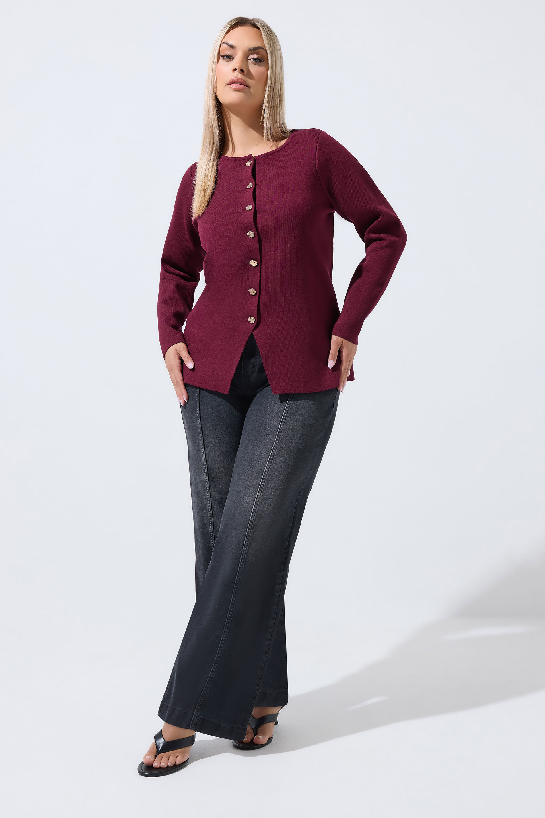 LIMITED COLLECTION Plus Size Cobalt Burgundy Red Compacted Knit ...