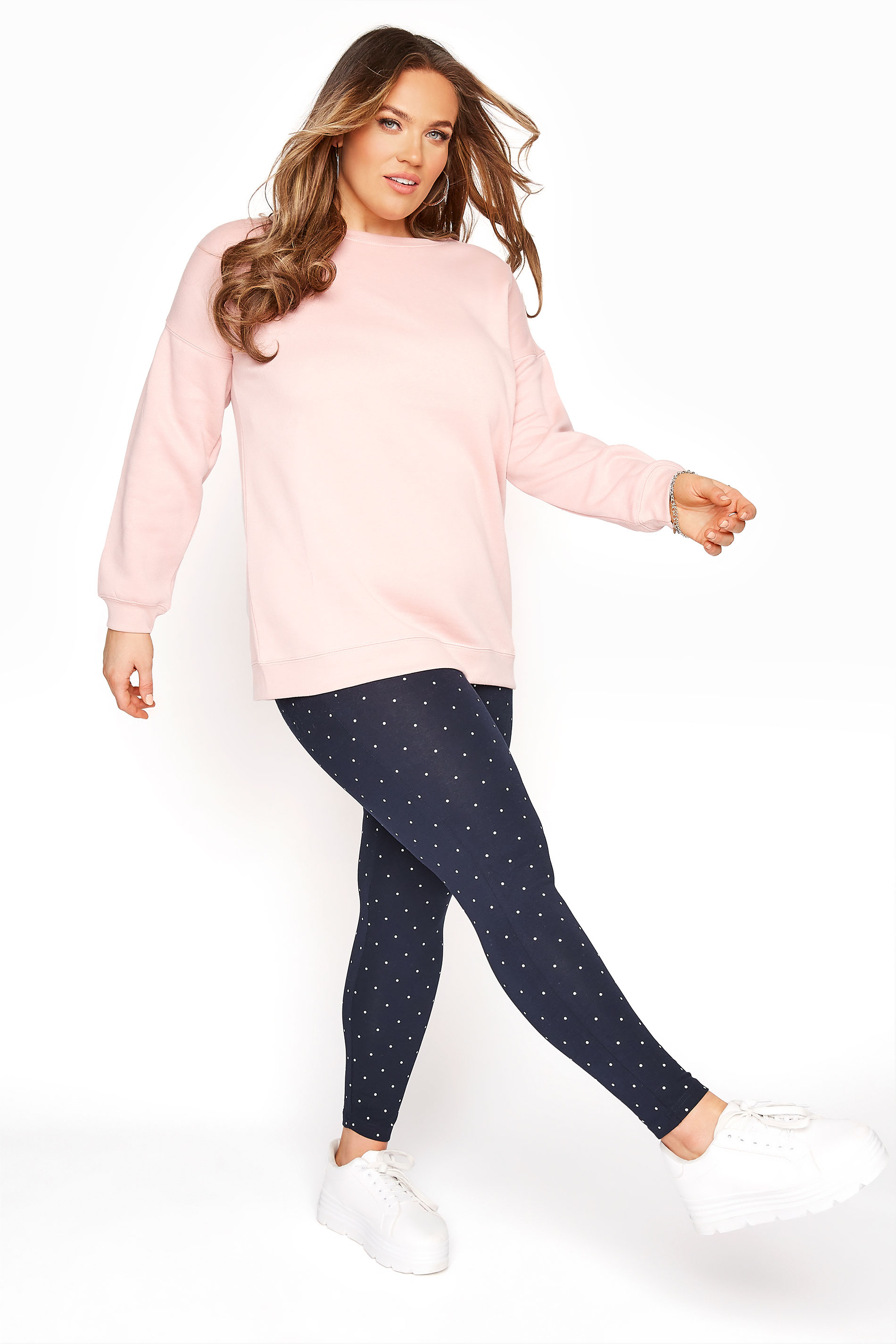Navy Blue Polka Dot Leggings Yours Clothing Navy Blue Polka Dot Leggings Yours Clothing