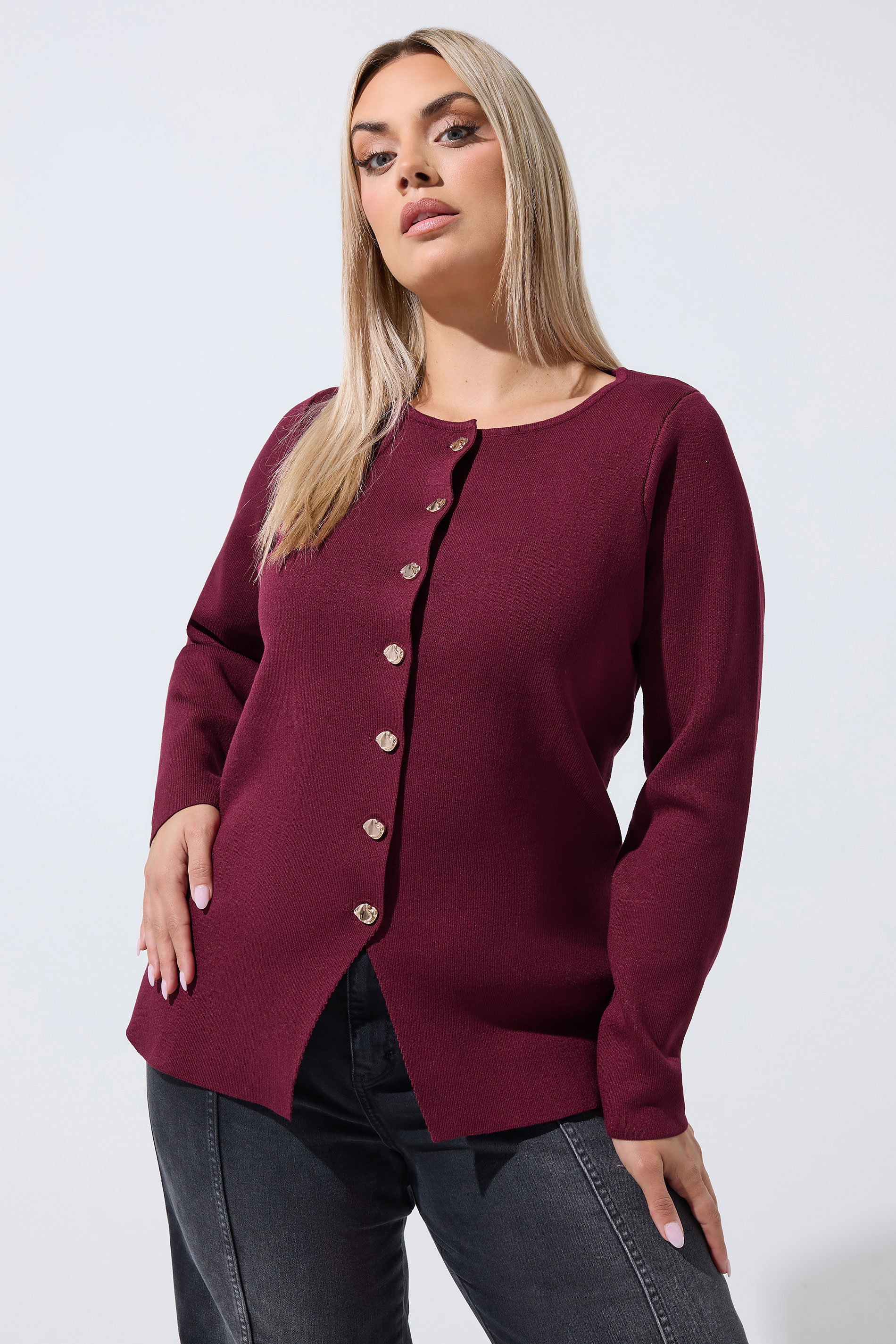 LIMITED COLLECTION Plus Size Cobalt Burgundy Red Compacted Knit ...