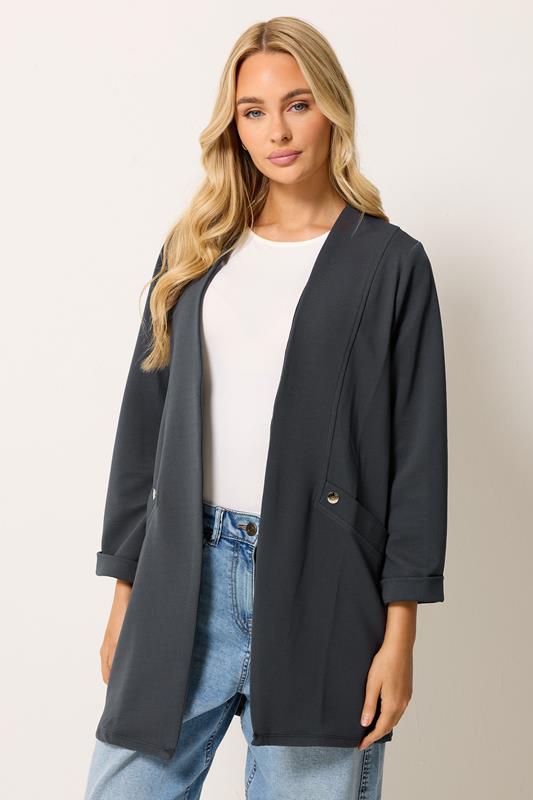 M&Co Black Leather Collard Jacket | Yours Clothing