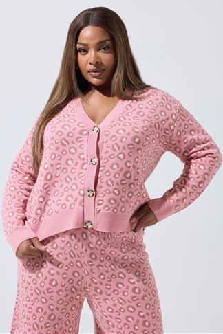 LIMITED COLLECTION Plus Size Pink Leopard Print Cardigan | Yours Clothing