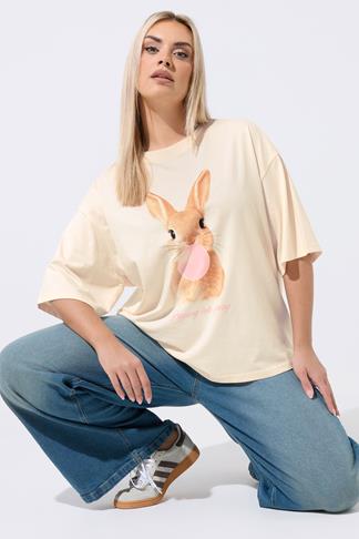 LIMITED COLLECTION Plus Size Cream 'Popping Into Spring' Bunny Graphic ...