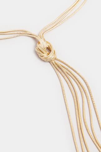 Gold Tone Multi Chain Knot Necklace | Yours Clothing