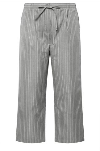 YOURS - Broek met krijtstreep, wijde pijpen en elastische taille in ...