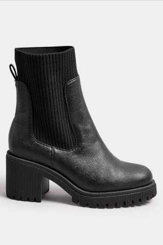 Chelsea-Sock-Boots in Schwarz aus Lederimitat in extra weiter EEE ...