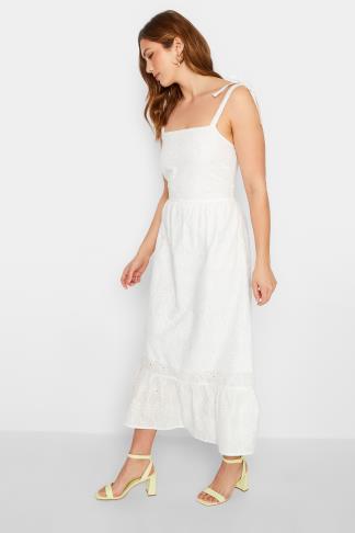 LTS Tall White Floral Broderie Anglaise Cotton Sundress | Long Tall Sally