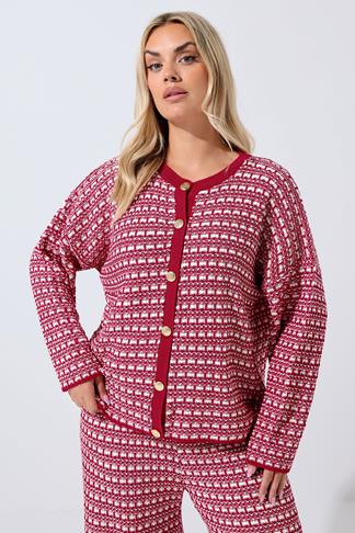 LIMITED COLLECTION Plus Size Red Boucle Cardigan | Yours Clothing