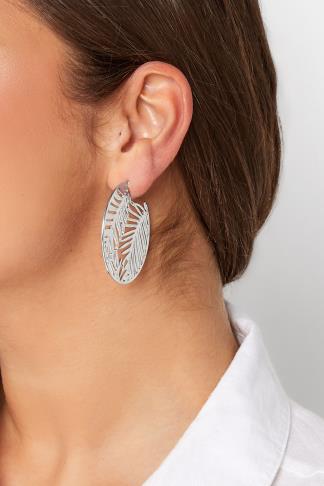 Silver Palm Hoop Earrings | Yours Clothing