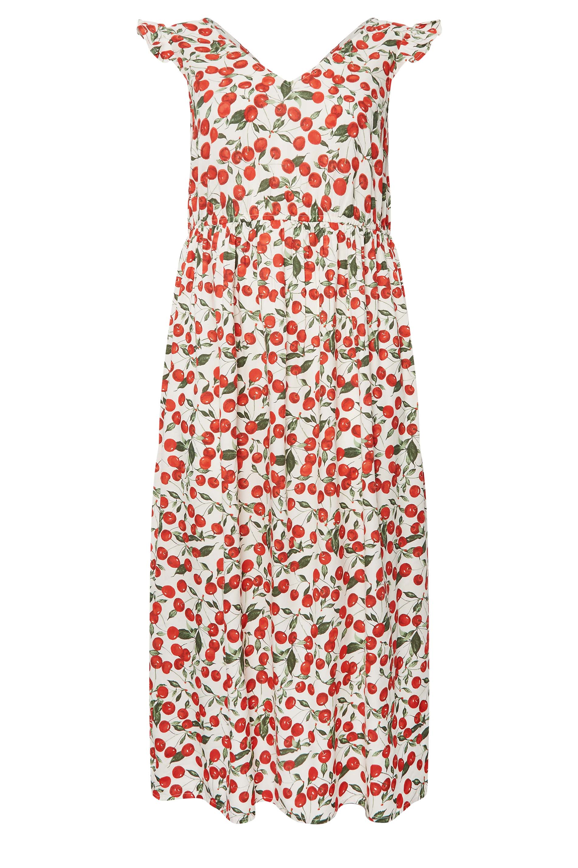 LIMITED COLLECTION Plus Size White Cherries Print Frill Maxi Dress LIMITED COLLECTION Plus Size White Cherries Print Frill Maxi Dress